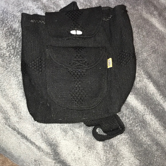 Bags | Black Knit Mexican Mini Backpack | Poshmark
